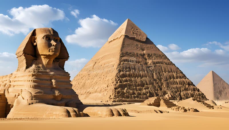 A Photo-Realistic Image of the Pyramids of Giza with Clear Blue Sky ...