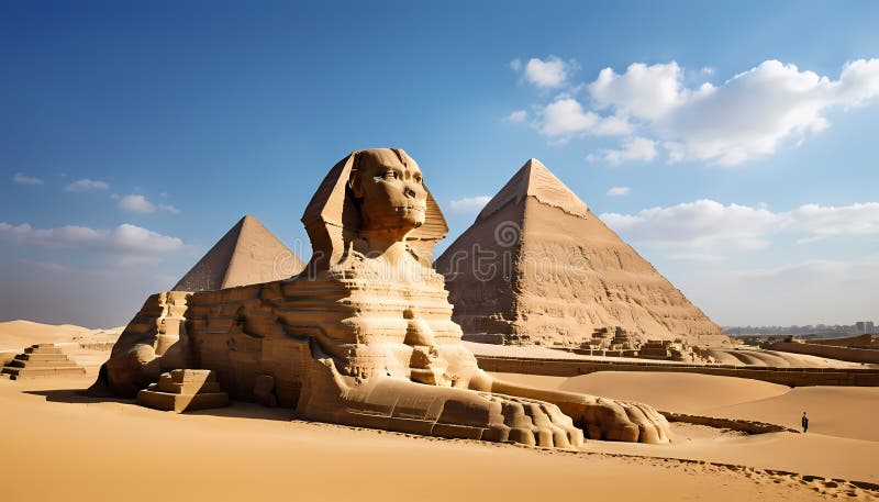 A Photo-Realistic Image of the Pyramids of Giza with Clear Blue Sky ...