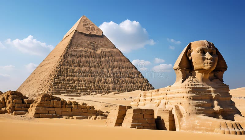 A Photo-Realistic Image of the Pyramids of Giza with Clear Blue Sky ...