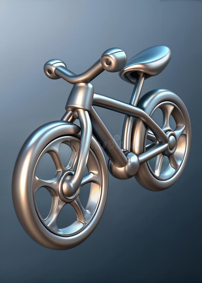 Photo Realistic Metallic Bicycle Sculpture in Studio Setting Stock ...