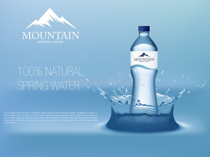 Photo Realistic Mineral Water in Plastic Bottle Advertising in Editable ...