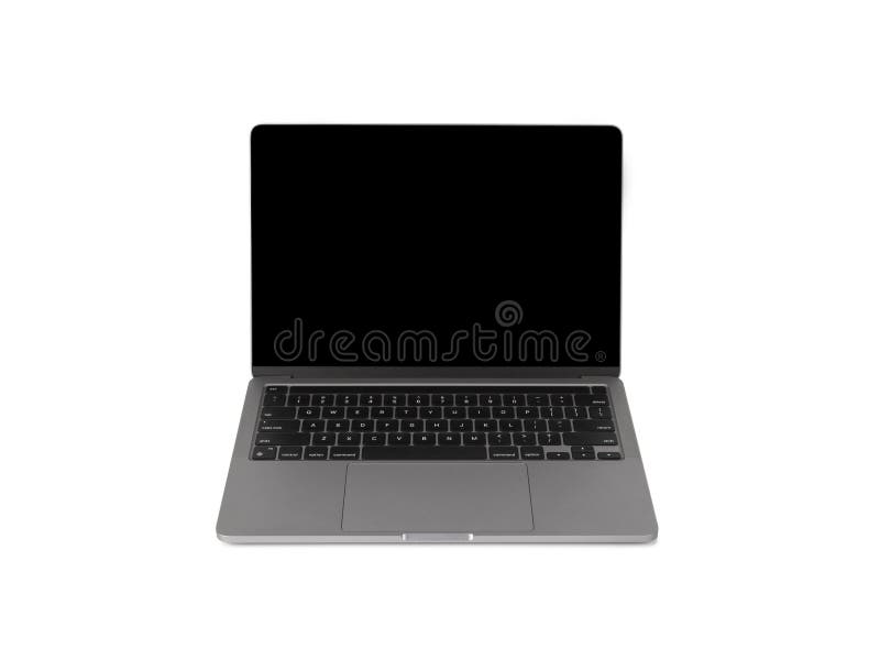 Photo of Realistic Modern Laptop Open with White Screen Stock Image ...