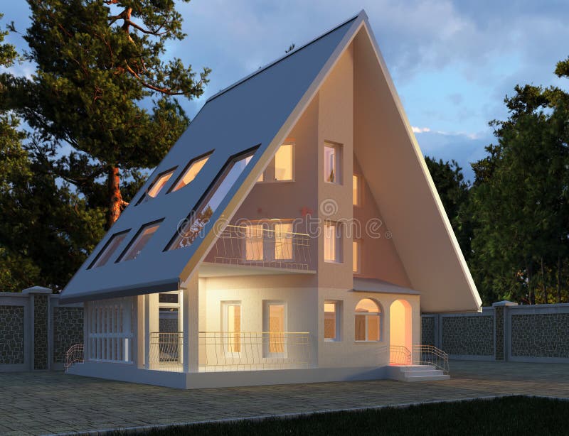 Building Photo Realistic Render 3D Illustration Stock Illustration ...