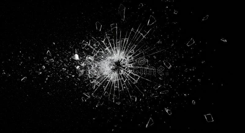 Photo Realistic Shattered Glass Pieces on Black Background Stock ...