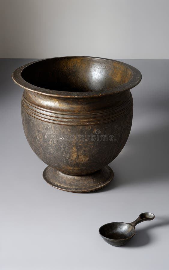 Photo Realistic Unique Antique Metal Pottery on Grey Background Stock ...