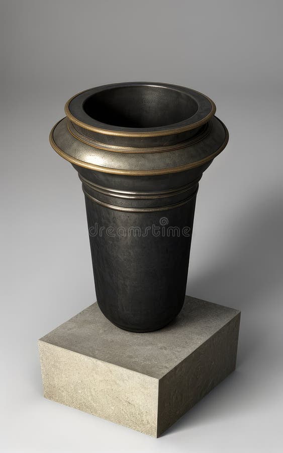 Photo Realistic Unique Antique Metal Pottery on Grey Background Stock ...