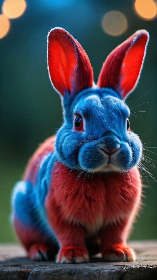 Photo of a Red and Blue Bunny. Generative AI Stock Illustration ...
