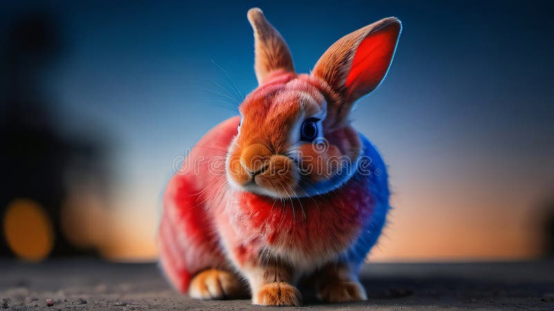 Photo of a Red and Blue Bunny. Generative AI Stock Illustration ...