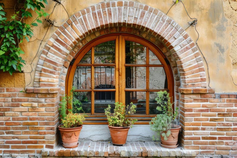 Photo of Red Brick Wall and Arched Window of Classical European ...