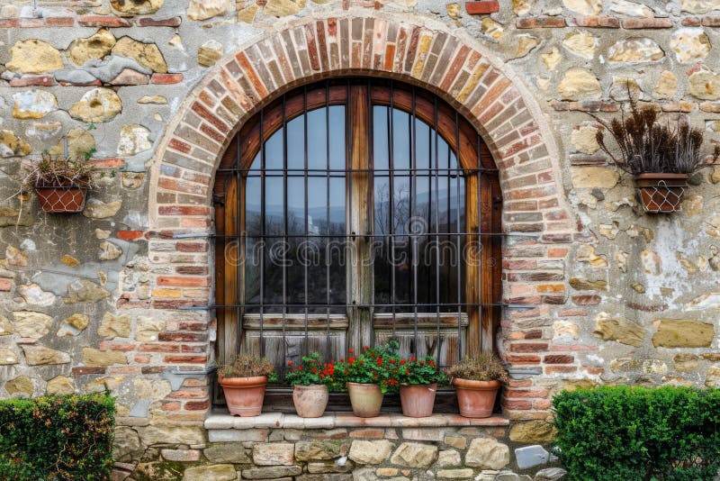 Photo of Red Brick Wall and Arched Window of Classical European ...