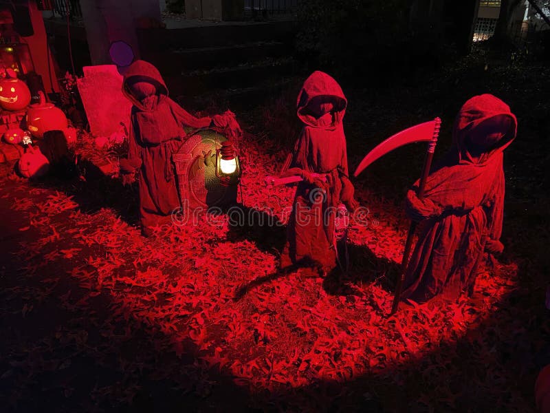 Red Death Figures on Halloween on October Stock Image - Image of creepy ...