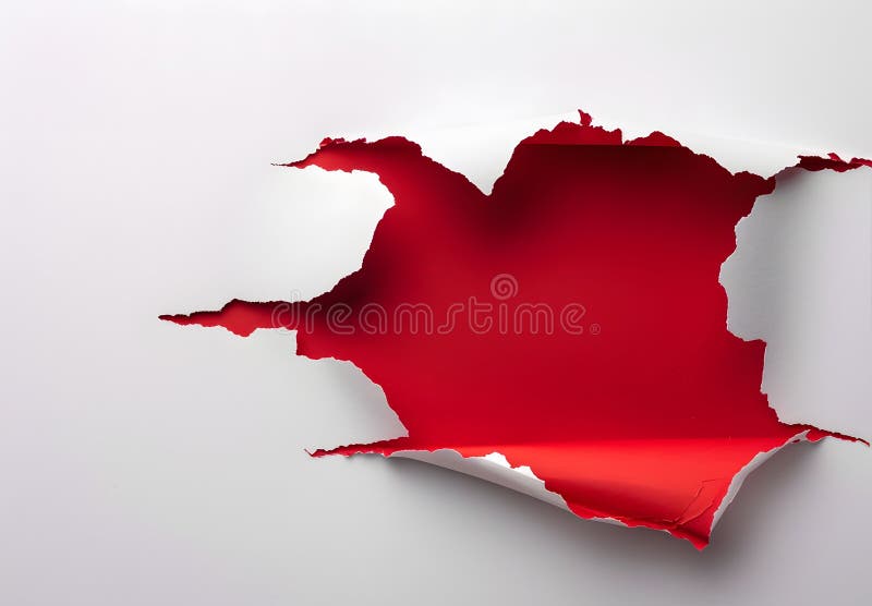 Red Paper Torn through White Background Stock Illustration ...