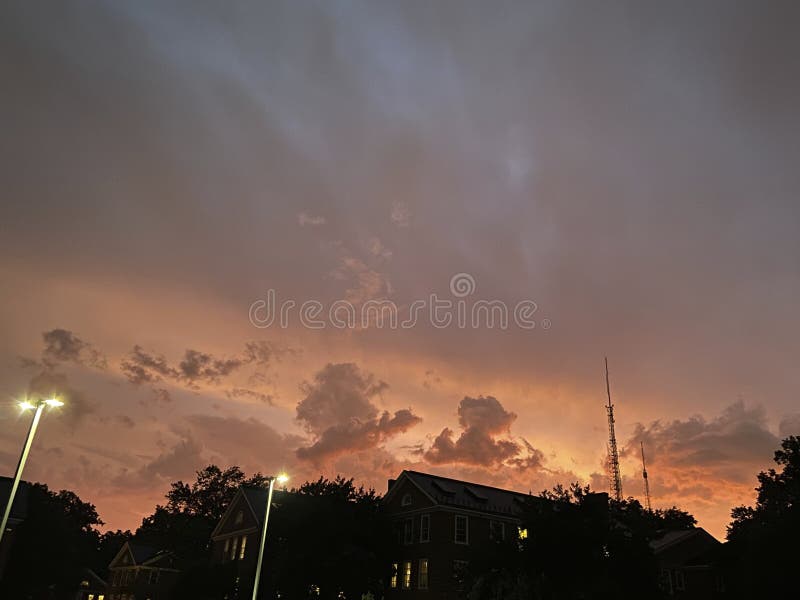 Red Storm Sky at Dusk in Summer in July Stock Image - Image of nature ...