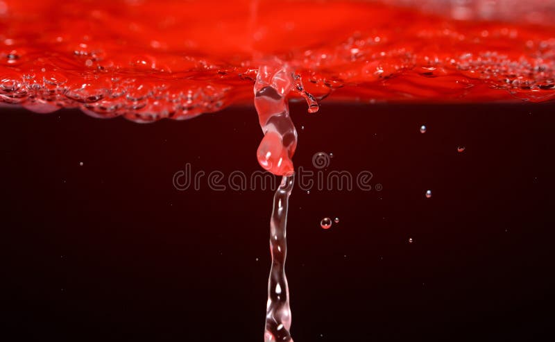 Photo of Red Water Drops Falling on Water and Splash on Black ...