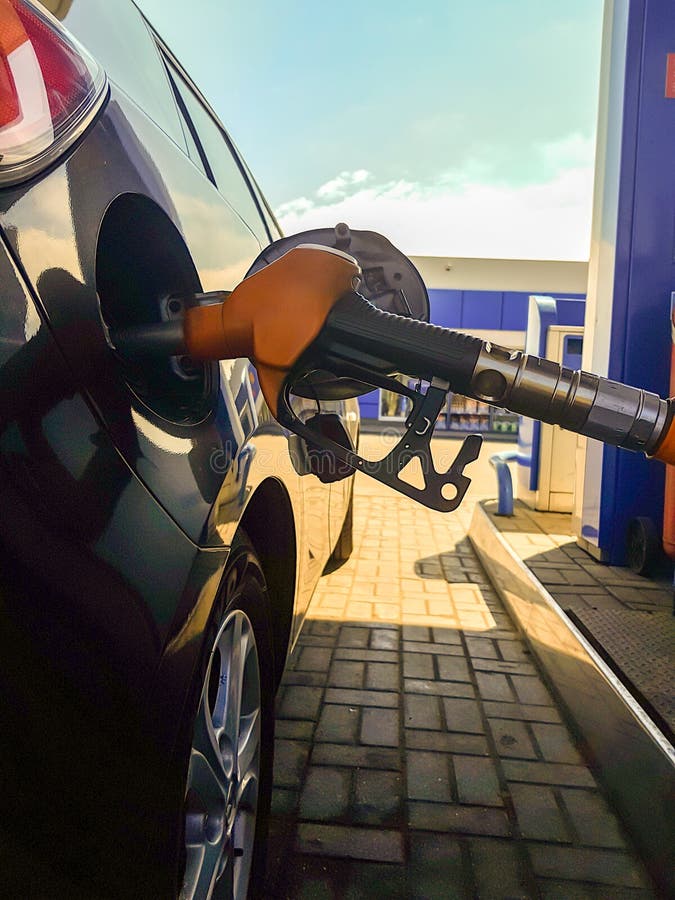 Refueling a Black Car at Lpg Gas Filling Station Stock Image - Image of ...