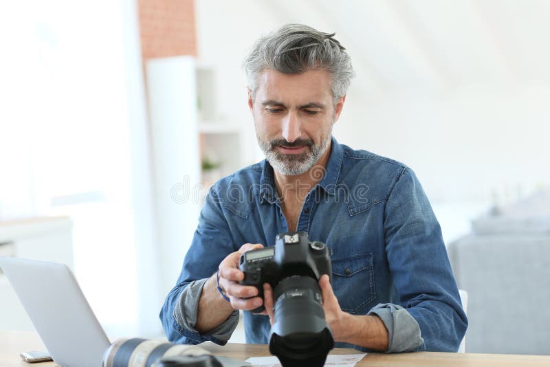 Reporter Working Late at Night and Smoking in His Office Stock Photo ...