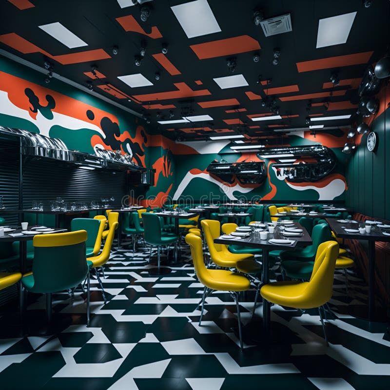 Ai Generated a Restaurant Interior with a Classic Black and White ...