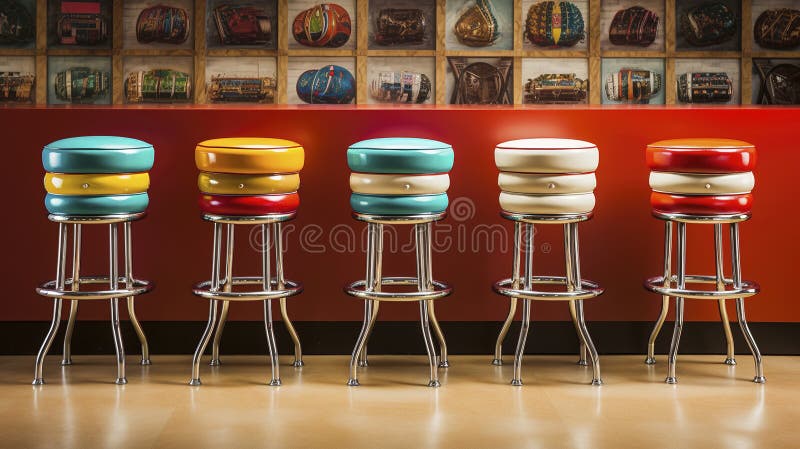 A Photo of a Retro - Inspired Bar Stools Stock Illustration ...