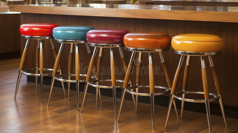 A Photo of a Retro - Inspired Bar Stools Stock Illustration ...