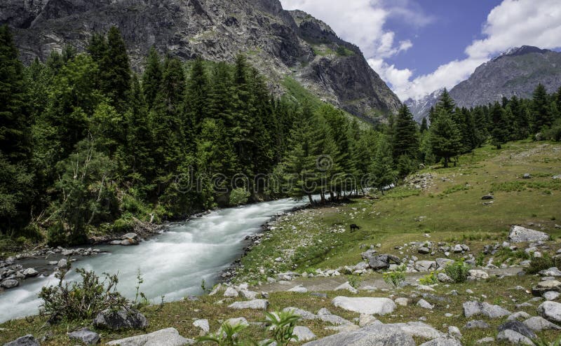 River Inside the Green Valley Nature View with Copy Space for Your Text ...