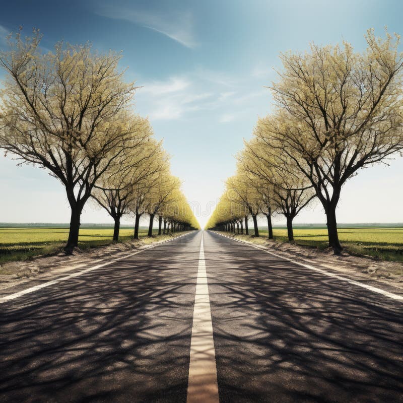 Tree-Lined Road stock illustration. Illustration of country - 310311438