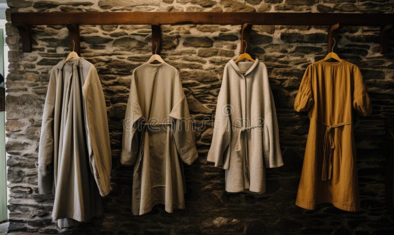 Photo of Robes Hanging on Stone Wall Stock Illustration - Illustration ...
