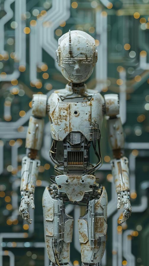 Photo of a Robotic Figure Superimposed on a Digital Circuit Depicting ...