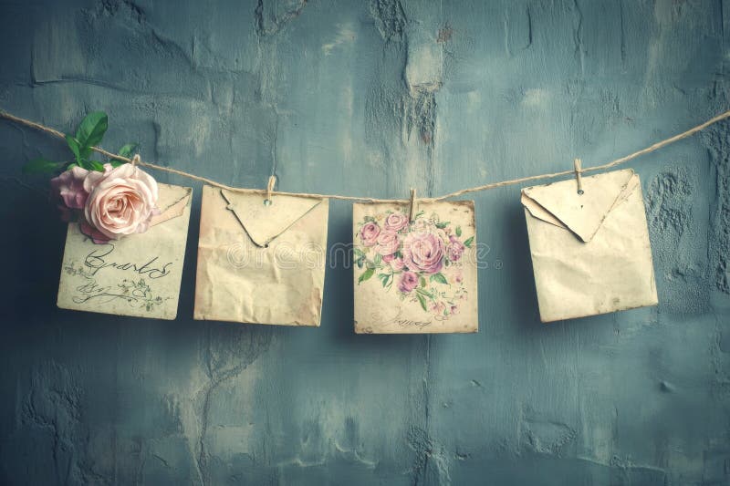 Photo of Romantic Vintage-inspired Letters with Floral Patterns Hanging ...