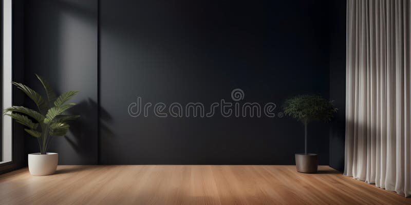 Photo Room with Black Wall Interior Design with Copy Space Ai Generated ...