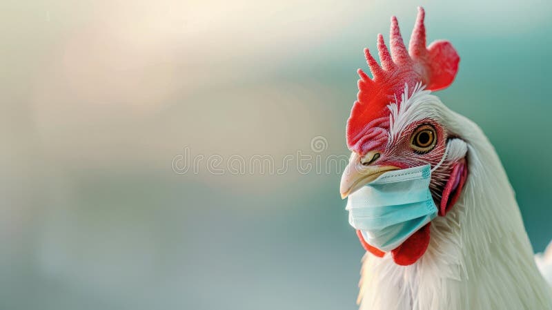 Photo of a Rooster& X27;s Head Wearing a Face Mask Front View ...