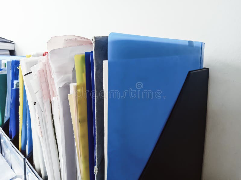Rows of File Folders Arranged on Shelf with Client Data in Office ...