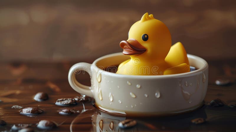 Photo of a Rubber Duck in a Cup Surrounded by Coffee Beans. Stock Photo ...