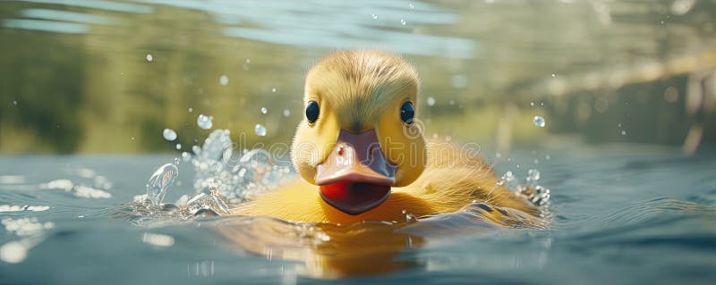 Photo of Rubber Duck Swimming in Clear Blue Water Stock Illustration ...