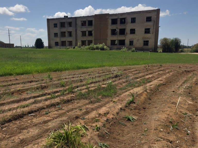 Ruined fields after school stock illustration. Illustration of spring ...