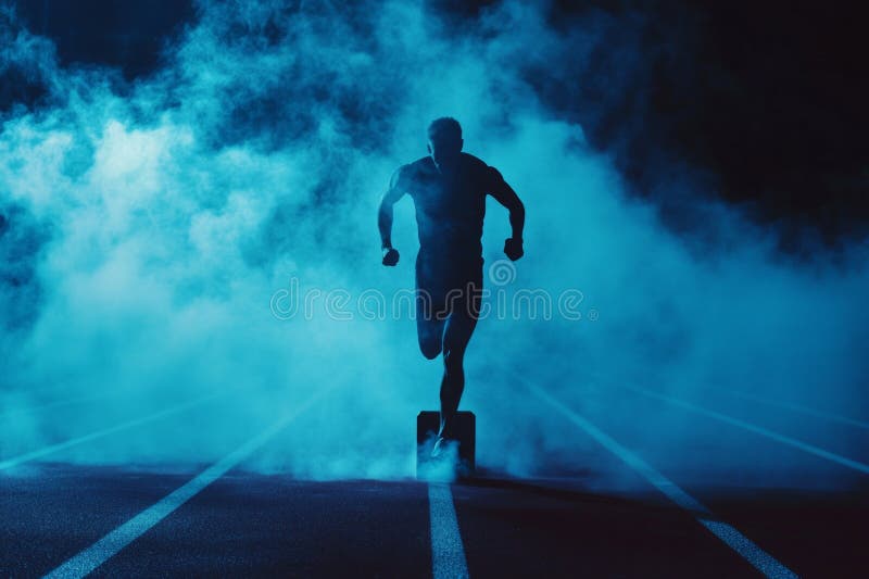 Generative AI, a Photo of a Running Athlete Photographed from the Front ...