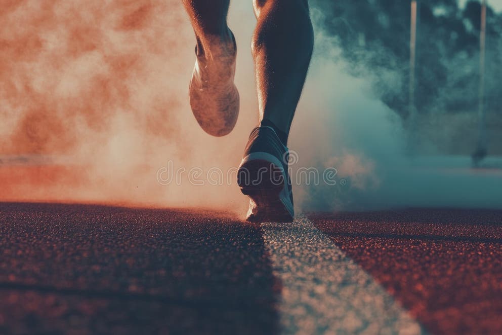 Generative AI, a Photo of a Running Athlete Photographed from the Front ...