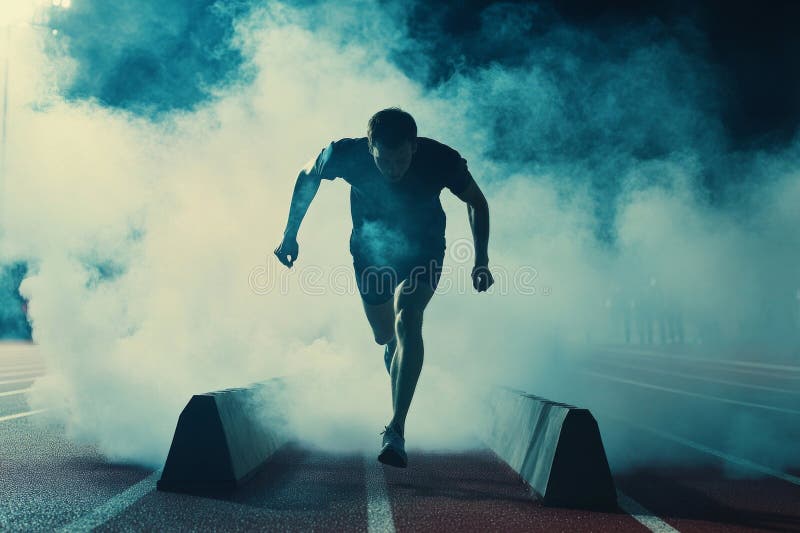 Generative AI, a Photo of a Running Athlete Photographed from the Front ...