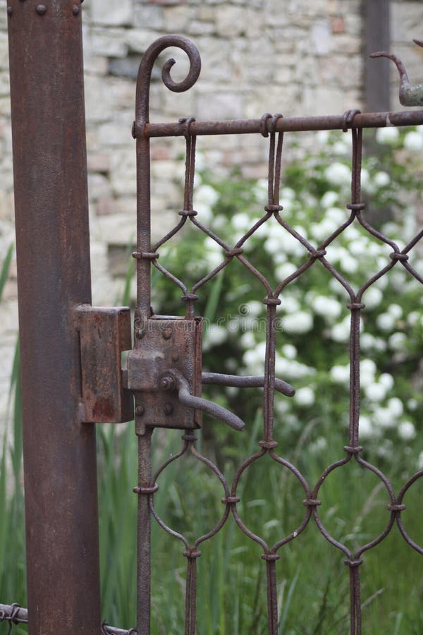 Rusty old garden gate stock image. Image of gate, glass - 274087747