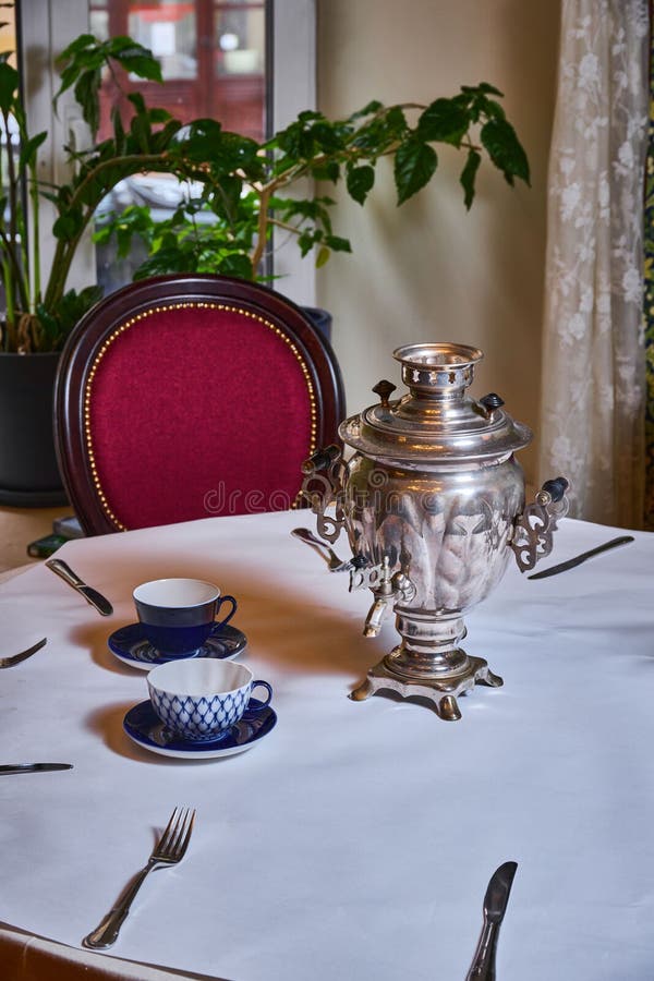 Photo of a Samovar Standing on a Table Stock Image - Image of samovar ...
