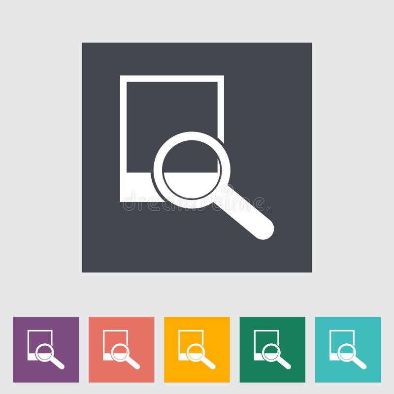 Photo search flat icon. stock vector. Illustration of print - 100095604