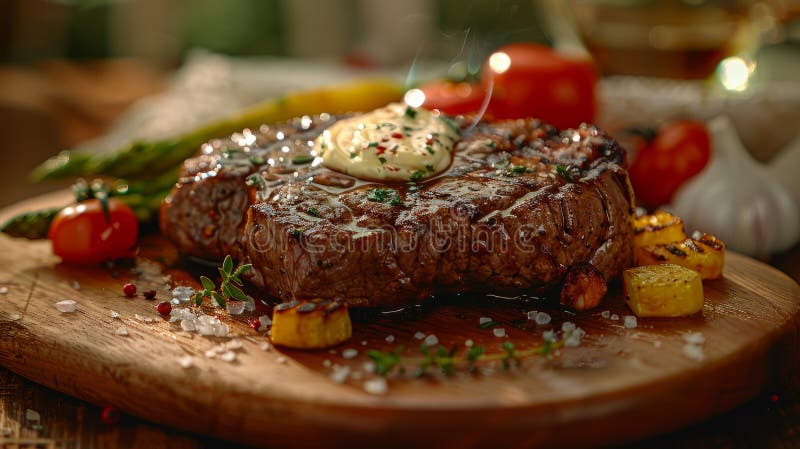 Photo of a Seasoned Steak on a Board Stock Photo - Image of plate ...