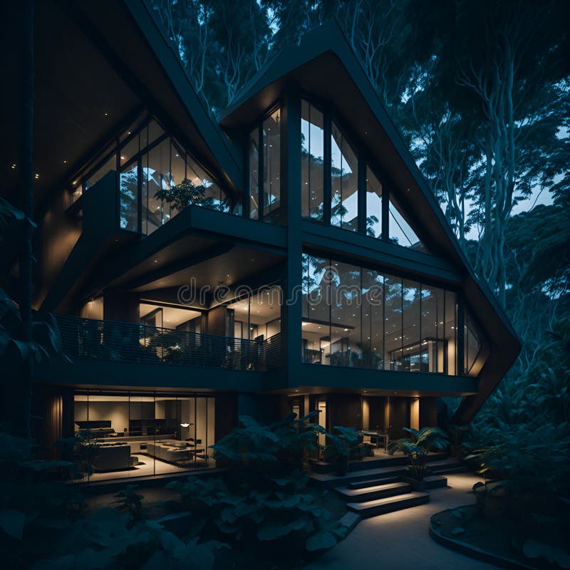 Ai Generated a Secluded House Surrounded by Trees Under a Starry Night ...