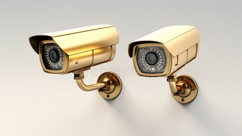 Photo of Security Cameras Mounted on a Wall Stock Illustration ...