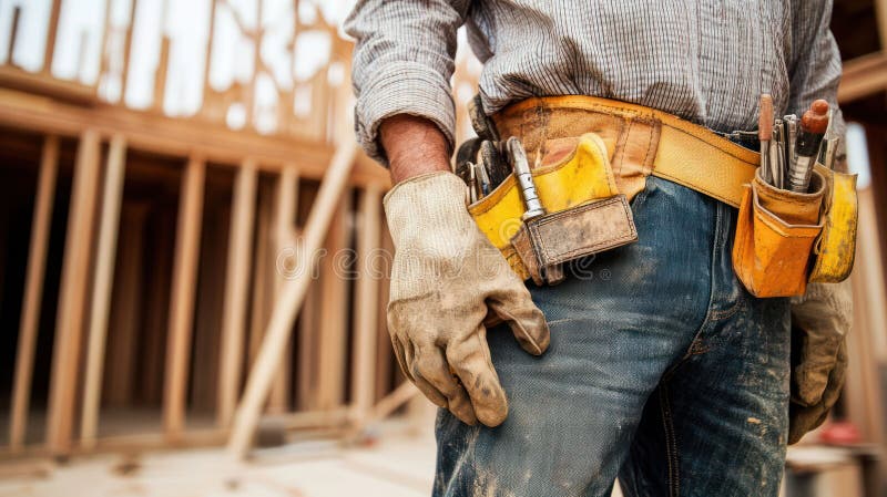 Skilled Contractor at Work: Hands-on Craftsmanship on a Construction ...