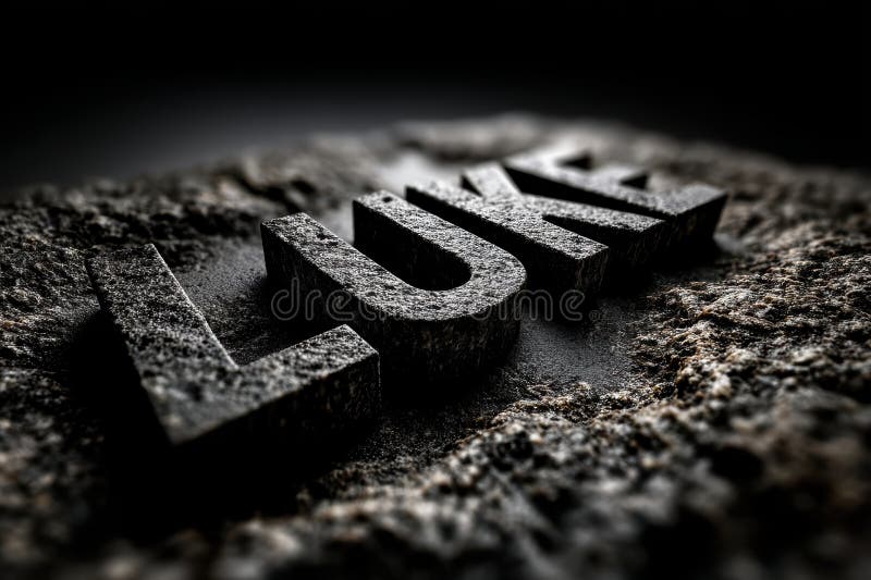 The Name LUKE Carved into Solid Granite with Deep Shadows and Rugged ...