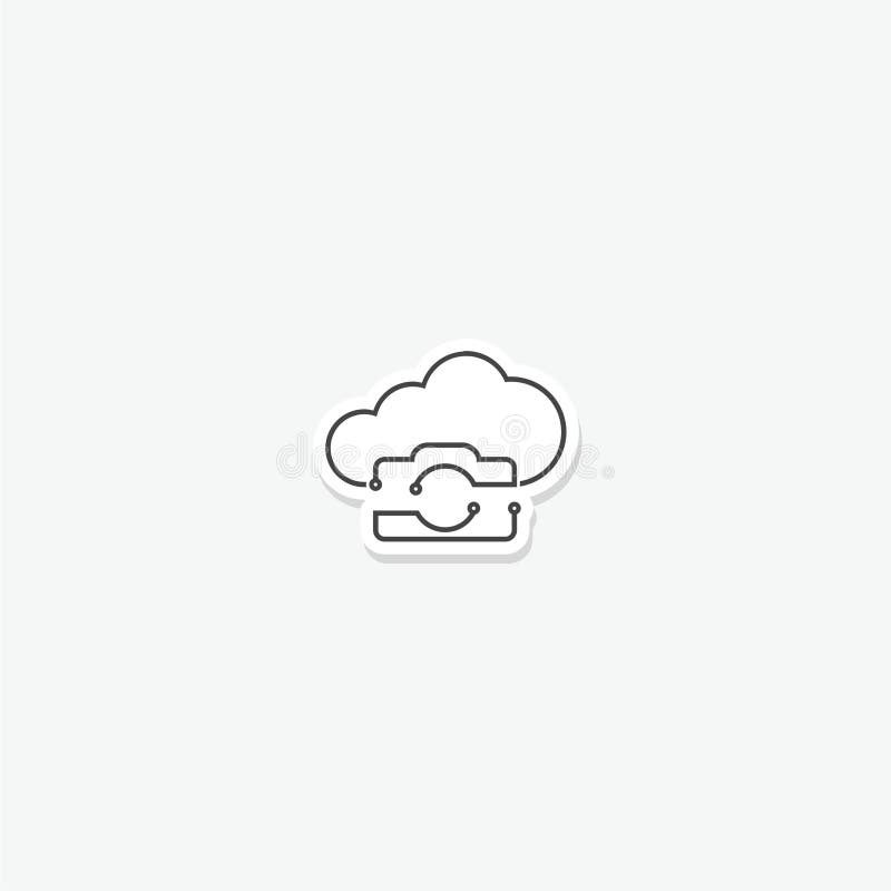Photo Server Data Cloud Icon Sticker Isolated on Gray Background Stock ...
