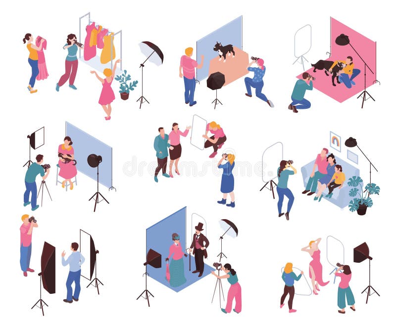 Photo Session Isometric Color Set Stock Vector - Illustration of ...