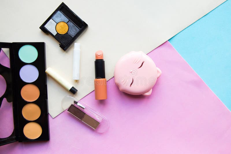 Photo with Set of Different Makeup Cosmetics Stock Image - Image of ...