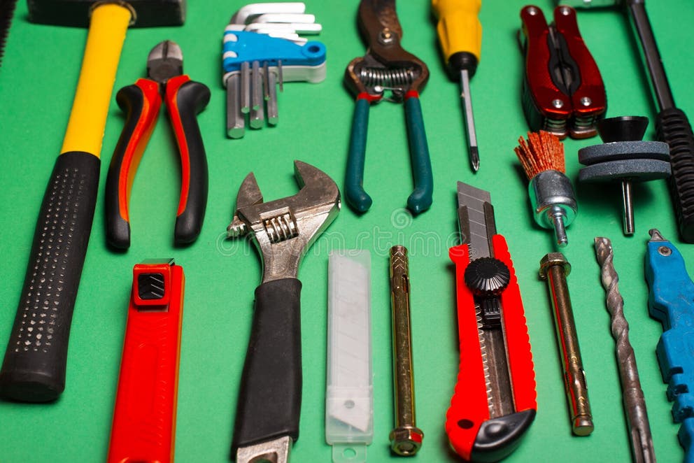 Photo Set of Different Tools for Engineering and Repairing Concept ...