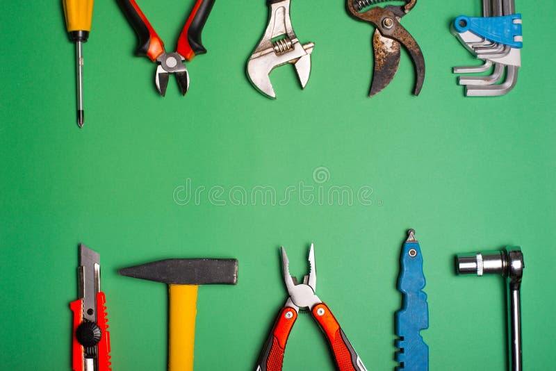 Photo Set of Different Tools for Engineering and Repairing Concept ...